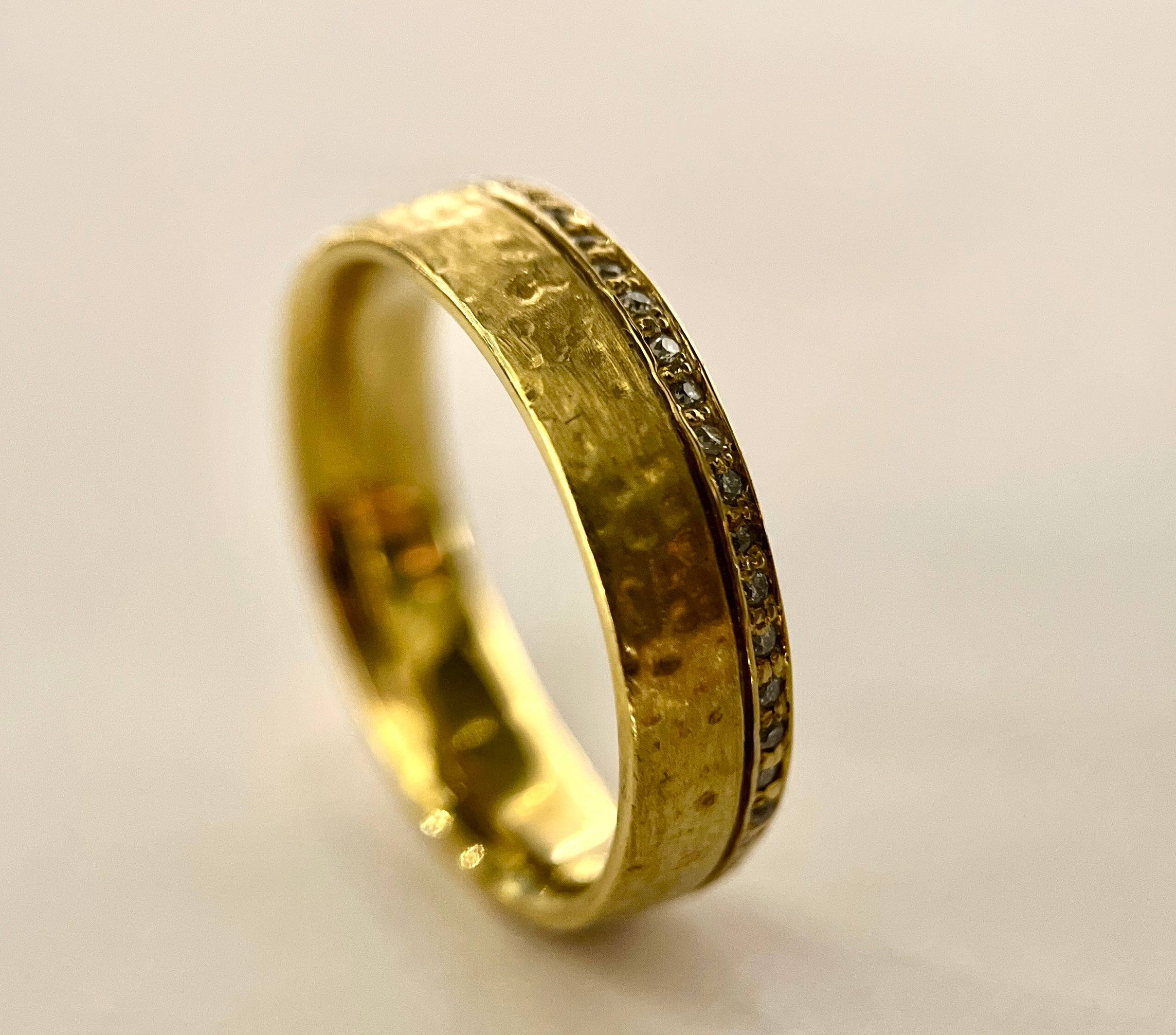 Whitney Wedding Ring- 20 Diamond Accent with Hammered Finish – Lotus ...